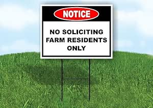 Amazon.com : Notice No Soliciting Farm Residents Only Single Sided ...