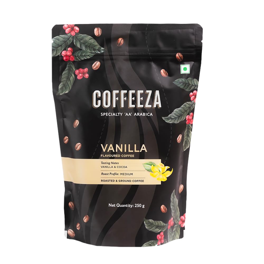 COFFEEZA Ground Coffee - Fine Grind - Vanilla Flavored - 250g - Medium ...