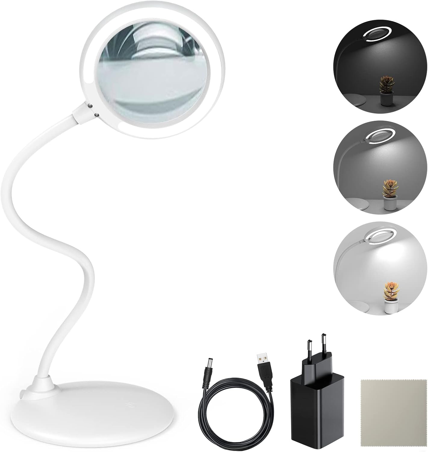 DUDSOEHO 3-fache Lupe mit licht und Ständer - Handfreie Touch-dimmbare ...