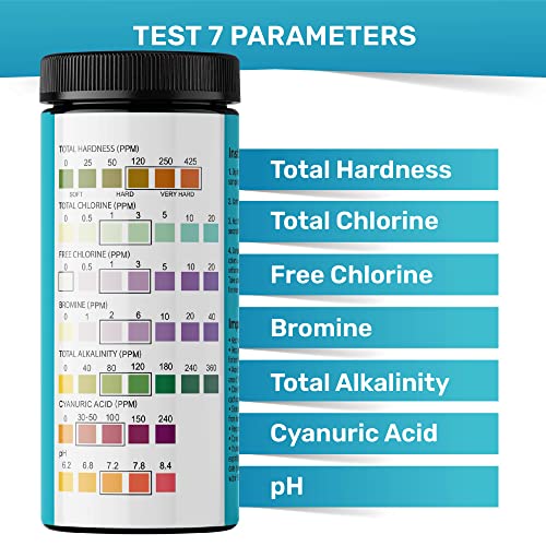Pool Test Strips 7-in-1, 150 Quick and Accurate Pool and Hot Tub Test ...