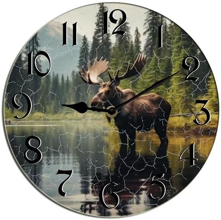 Amazon.com: Kurmntregon Wild Moose Wall Clock Wildlife Forest for ...