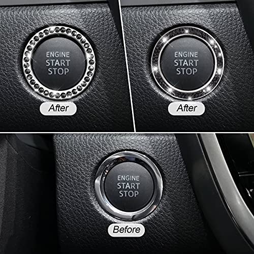Car Bling Crystal Rhinestone Engine Start Ring Decals, 2 Pack Car Push ...