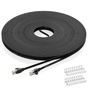 Amazon.com: SUNGUY Cat 6 Ethernet Cable 100FT, Flat Internet Network LAN Patch Cord, High Speed ...