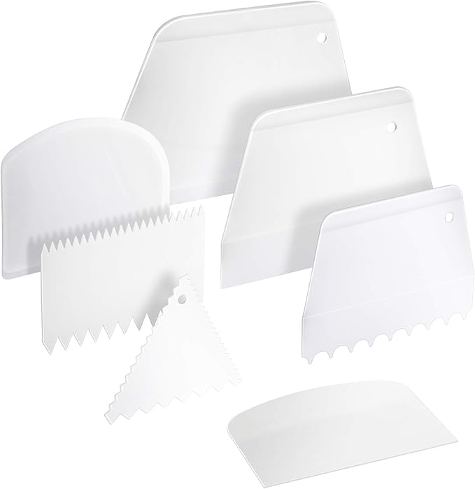 Amazon.com: Teenitor Cake Scraper Cake Smoother, 7 Pcs Dough Scraper ...