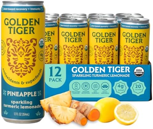 Amazon.com : Golden Tiger Turmeric Sparkling Lemonade, Pineapple ...