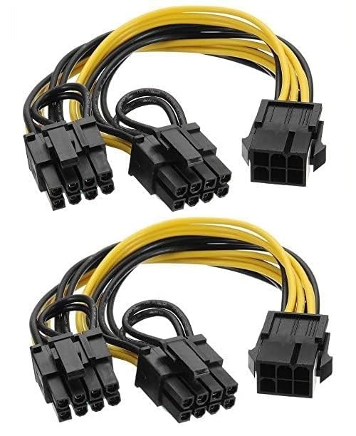 WiredCom 6 Pin to Dual PCIe 8 Pin (6+2) Graphics Card PCI Express Power ...