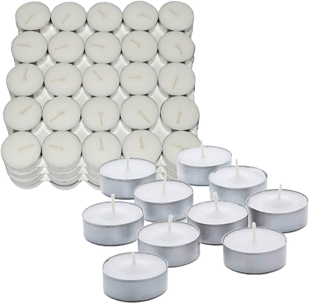 Calmind Set de 50 Velas de Té de Cera Natural sin Aroma - Brindan 2 ...