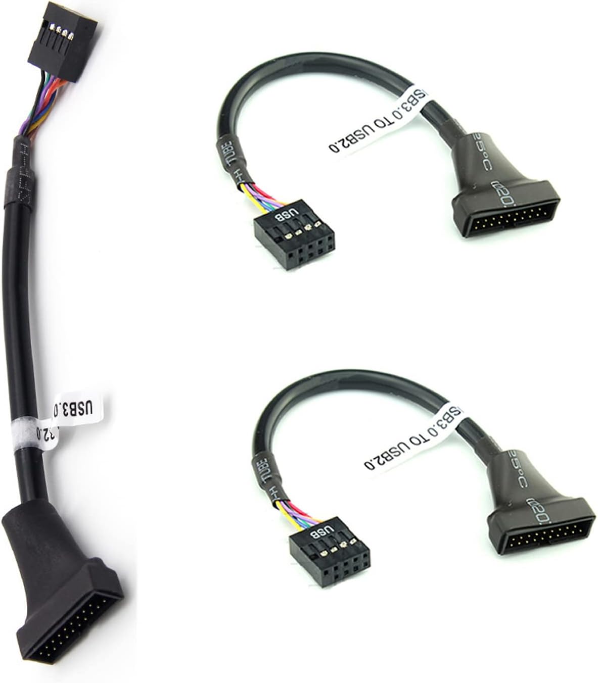 Amazon.com: AKOAK 1 x 15cm Black USB 3.0 19 Pin Female to USB 2.0 9 Pin ...