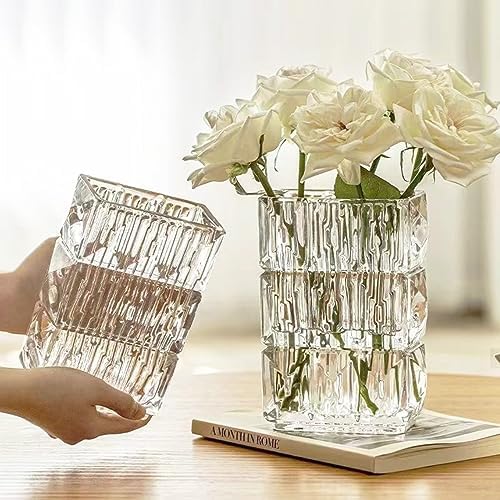 Amazon.com: DOOSARG Glass Flower Vase, Clear Crystal Vases for ...