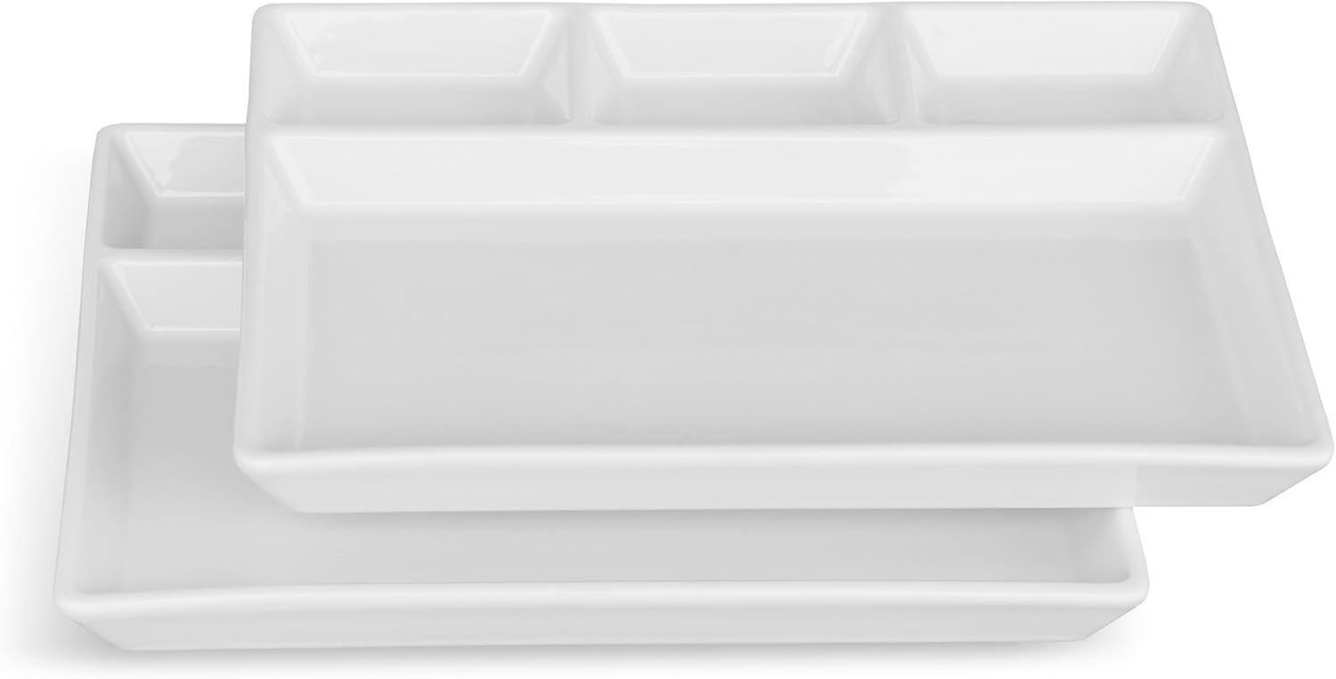 Amazon.com | Cinf Divided Ceramic Plate Compartments Sauce Dishes ...