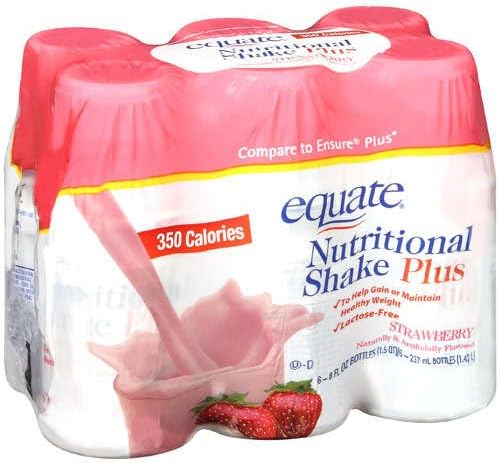 Amazon.com: Equate Strawberry Nutritional Shake Plus, 350 Calories, 6 ...