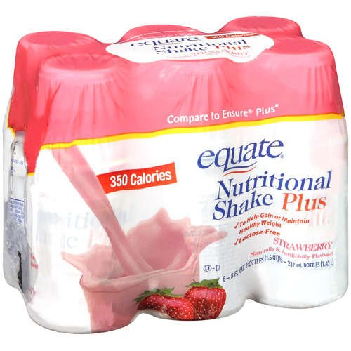 Amazon.com: Equate Strawberry Nutritional Shake Plus, 350 Calories, 6 ...