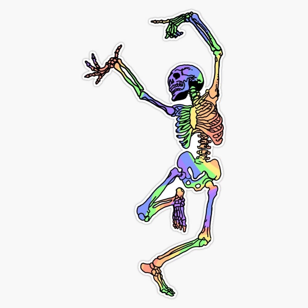 Amazon.com - Rainbow Dancing Skeleton Sticker Bumper Sticker Vinyl Decal 5"