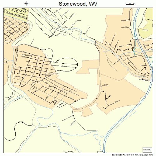 Large Street & Road Map of Stonewood, West Virginia WV - Printed poster ...