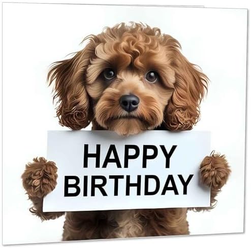 Happy Birthday Cavapoo Card Cute Dog Birthday Card 145mm x 145mm ...