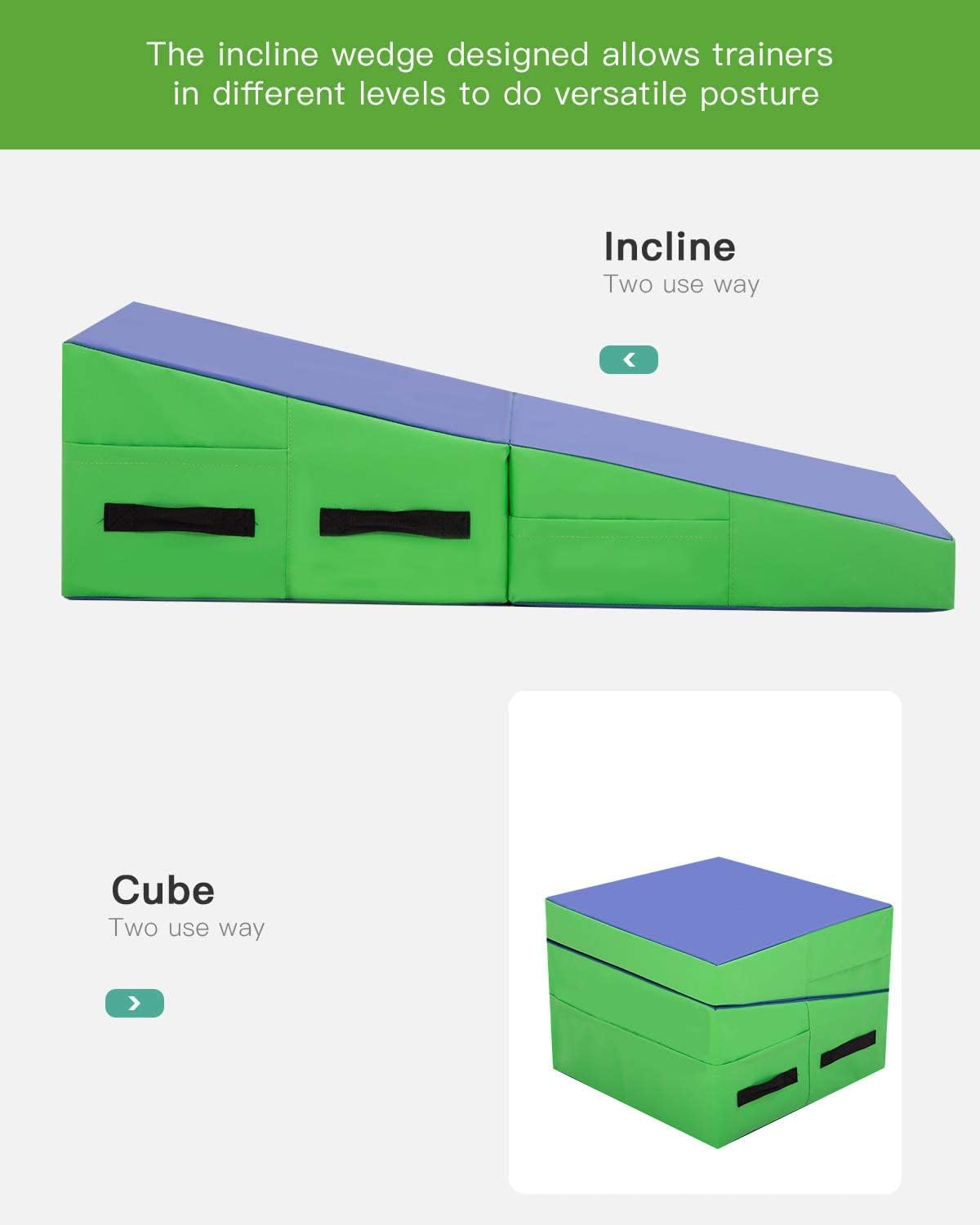 Gymnastics Tumbling Mats Incline Mat Exercise Mat 48″x24″, Folding Yoga ...