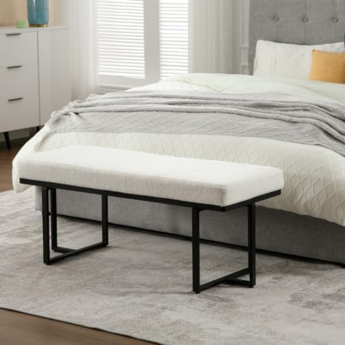 Amazon.com: ZH4YOU 45" Modern Ottoman Bench for Bedroom, Black Faux ...