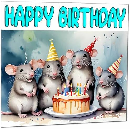 Rat Birthday Card - Fun Rats Bday Card - 145 x 145mm : Amazon.co.uk ...