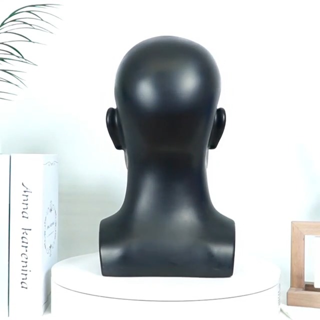 PVC Mannequin Head Black Male Manikin Dummy Stand Model Display Hat