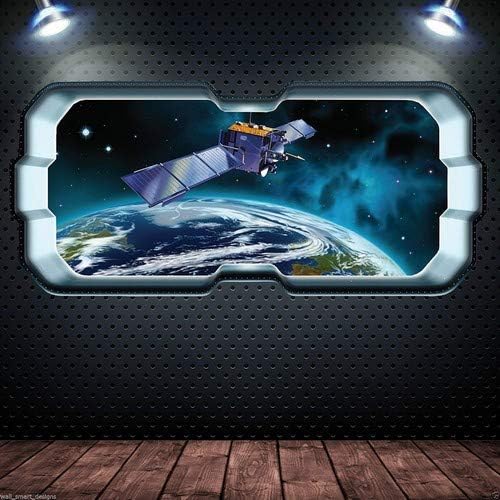 Space Rocket Window Planets Earth Full Colour Wall Art Sticker Decal ...