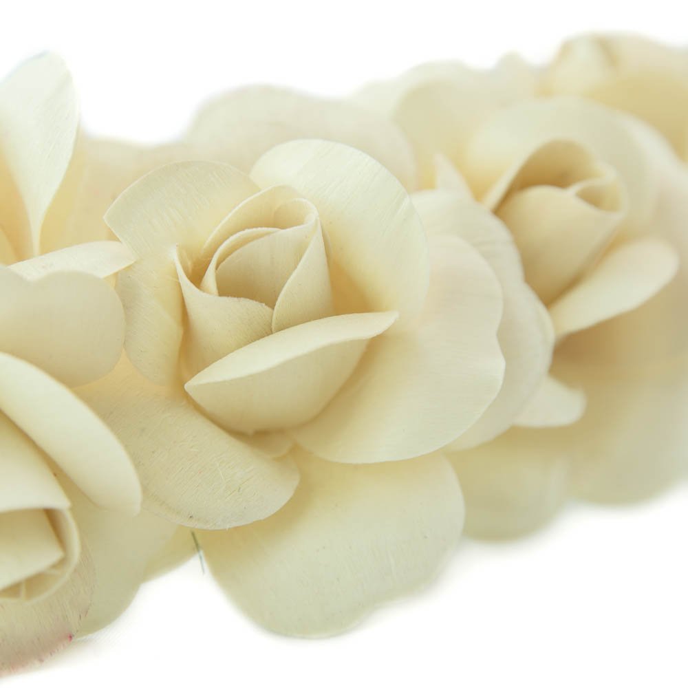 Amazon.com: 6 White Roses with Full Open Bud Wooden Roses for Crafts ...