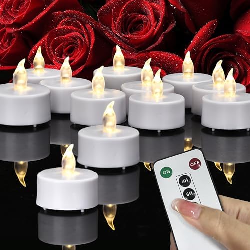 Amazon.com: Tea Light Candles with Remote Control,Flickering Flameless ...