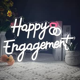 Happy Engagement Neon Sign, Engagement Party Neon Light Signs White LED ...
