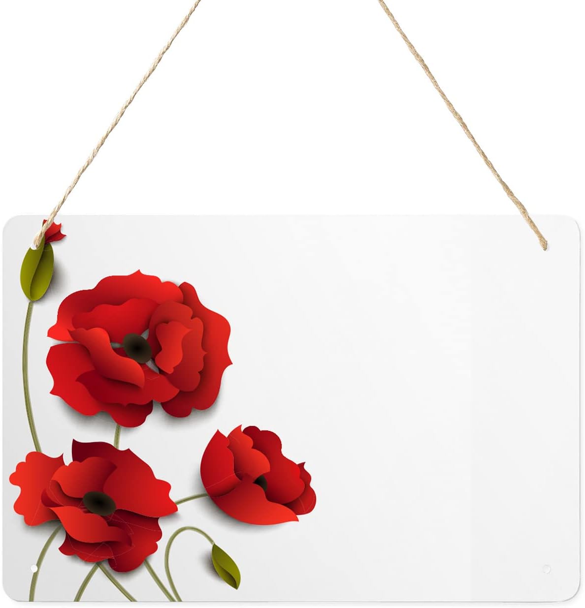 Amazon.com : Metal Sign Plaque, Watercolor Red Poppies Wall Metal signs ...