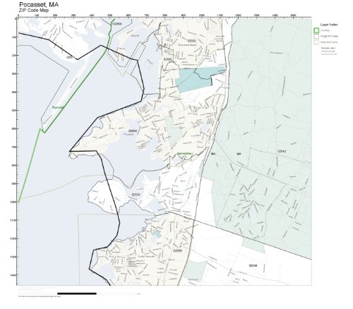 Amazon.com : ZIP Code Wall Map of Pocasset, MA ZIP Code Map Laminated ...