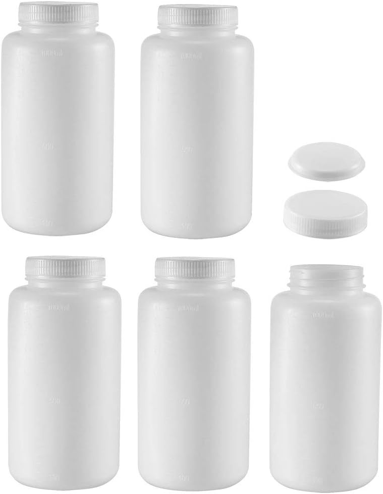 uxcell Plastic Lab Chemical Reagent Bottle 1000ml/34oz Wide Mouth ...