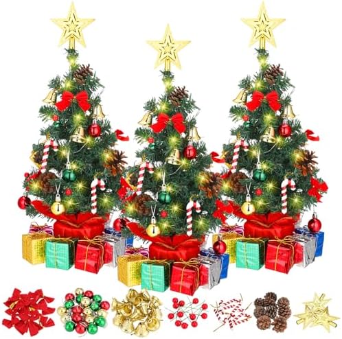 Amazon.com: 24inch/2ft Tabletop Christmas Tree, Pink Mini Artificial ...