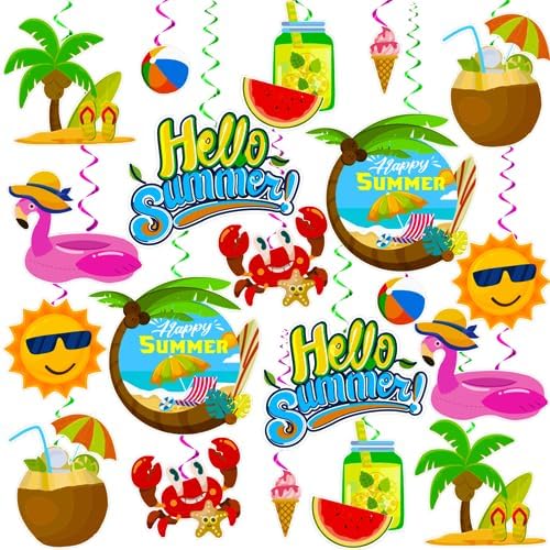 Amazon.com: Hello Summer Party Decorations, 40 Pcs Summer Hanging ...