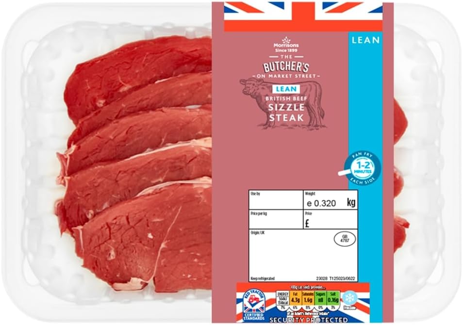 Morrisons The Butcher's On Market Street Lean British Beef Sizzle Steak ...