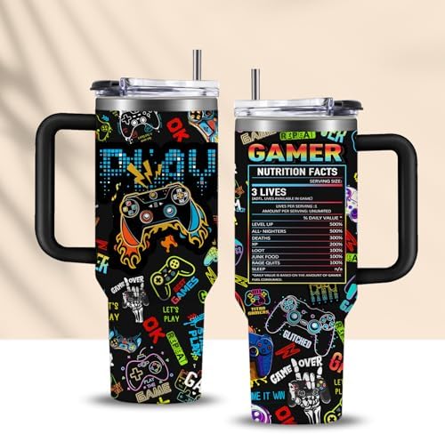 Amazon.com | Umigy 4 Pack Video Game Tumblers Stainless Steel Gamer ...