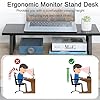 Amazon.com: TEAMIX 24 inch Monitor Stand Riser, Black Wood & Steel ...