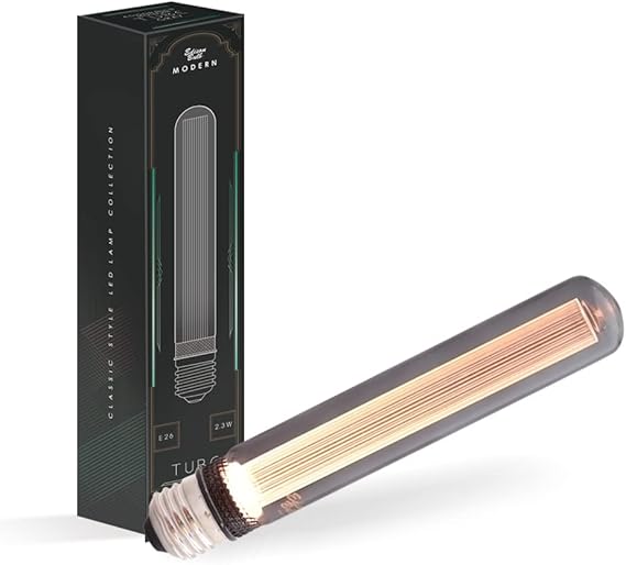 Amazon | E26 エジソンバルブ LED電球 モダン (チューブグレー) ノスタルジア 10W相当 2200K 調光器対応 電球色 裸電球 エジソン電球 レトロ 照明 暗め ...