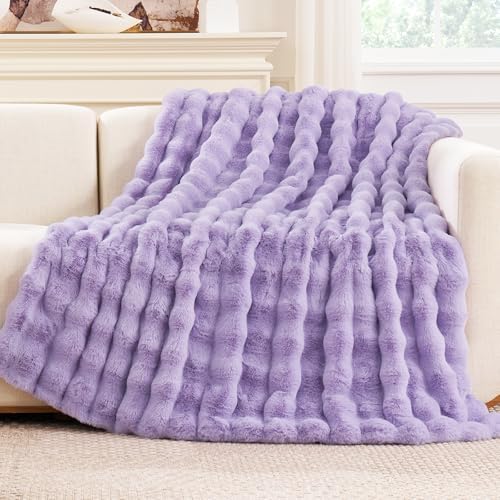 Amazon.com: Cozy Bliss Faux Fur Throw Blanket for Couch, Fuzzy Soft ...