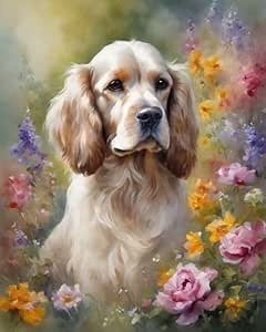 Amazon.com: ZMHZMY Dog Paint by Numbers Adult Kit On Canvas,Cocker ...