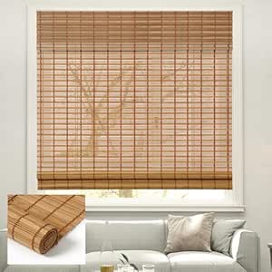 Amazon.com: Kokorona Cordless Sheer Bamboo Roman Shades with Valance ...