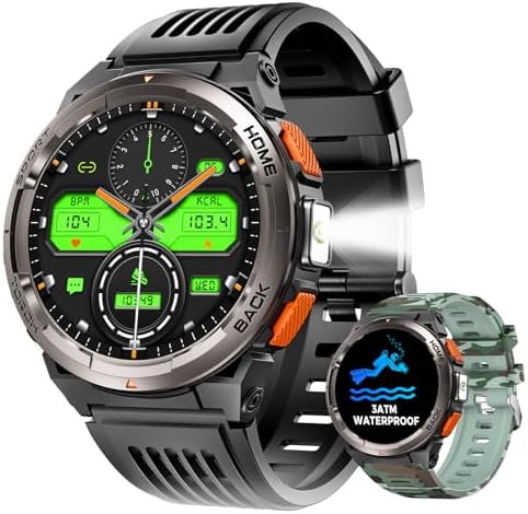 Amazon.com: JELLOO Military Smart Watch for Men with LED Flashlight ...