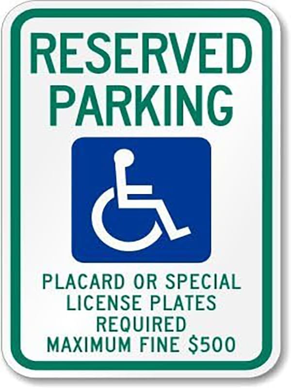 Amazon.com: Ada Handicapped Sign Reserved Parking Placard Or Special ...