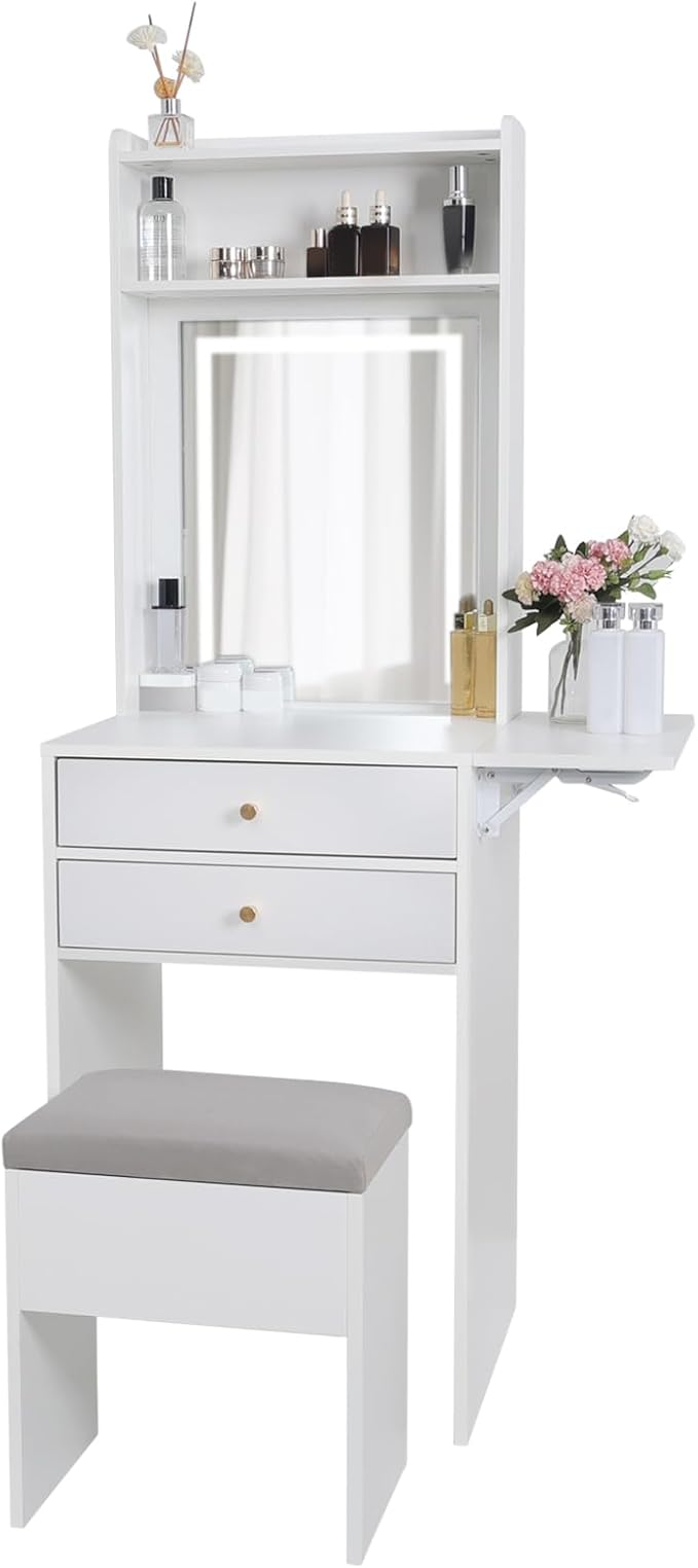 Amazon.com: ARTETHYS Small Vanity Desk Set with 3 Adjustable Lighted ...