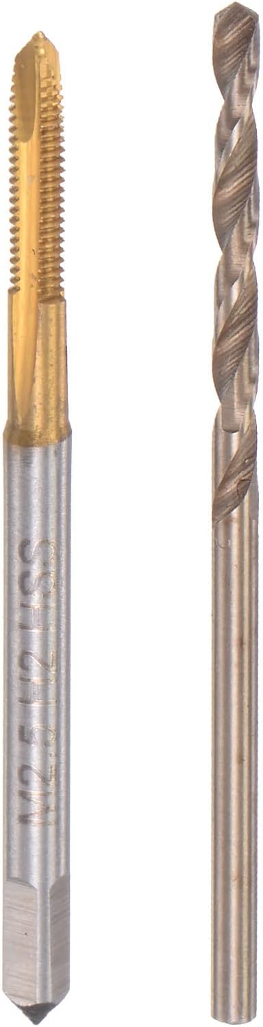 uxcell Metric Tap & Drill Bit Set, 2pcs M2.5 x 0.45 Spiral Point Thread ...