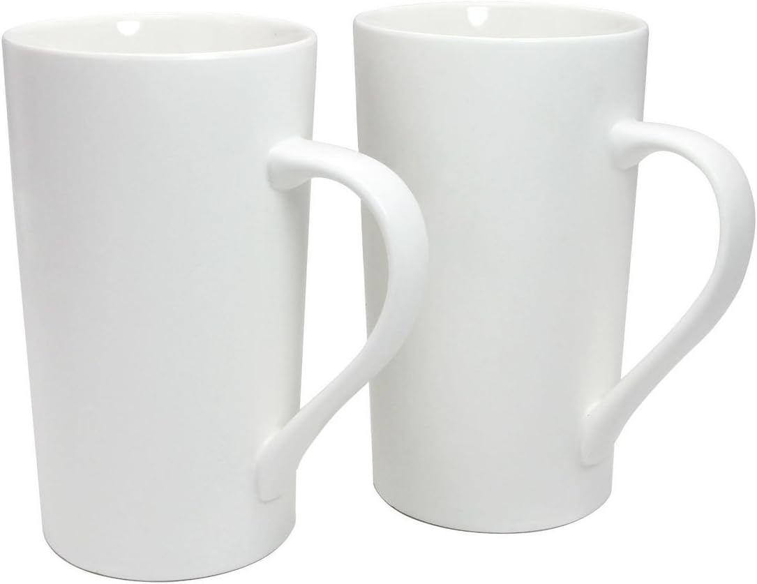 Amazon.com | Belinlen 2 Pack 12 OZ Ceramic Coffee Cup Simple Pure White ...