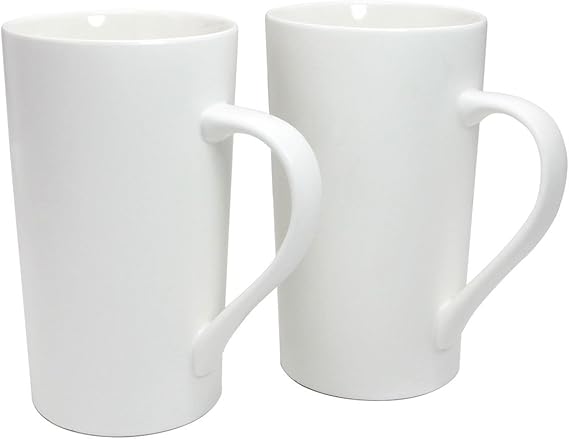 Amazon.com: Momugs 20 OZ Simple Pure White Mug (Set of 2) Plain Large ...