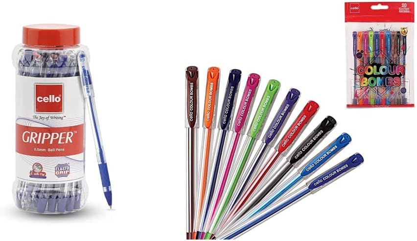 Cello Gripper Ball Pen (25 Pens Jar - Blue) | Ball Pens With Elasto ...