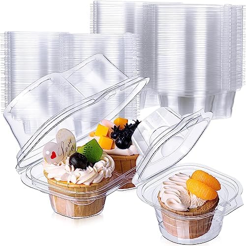 Amazon.com: 100 Pcs 2 Compartment Plastic Cupcake Containers Disposable ...
