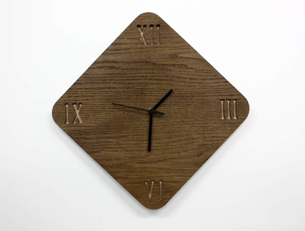 Amazon.com: Wooden Rhombus With Latin Numbers - Wooden Wall Clock ...