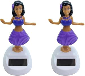 Amazon.com: Calsgkspray 2Pcs Purple Solar Powered Dancing Hula Girl ...