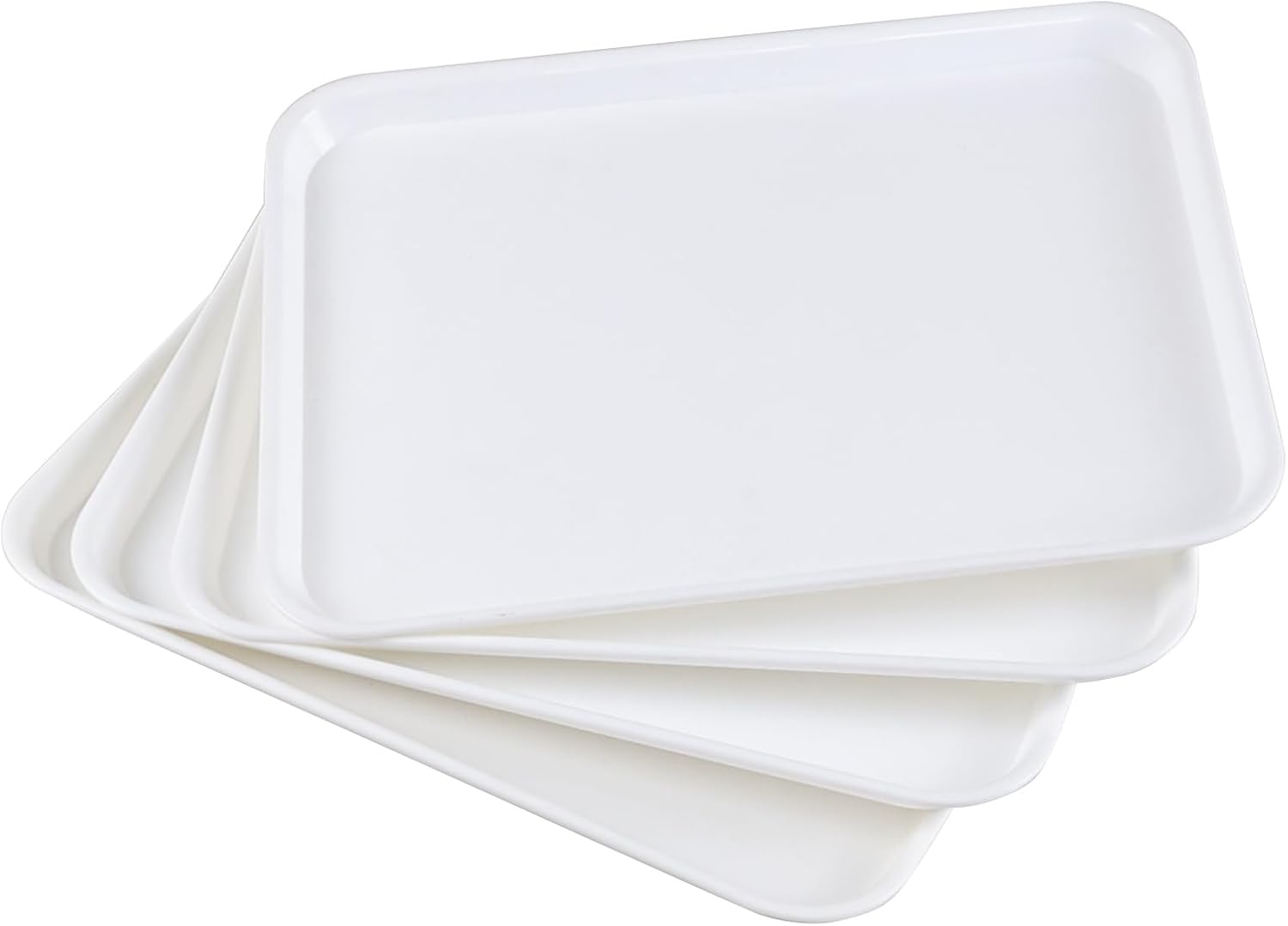 Amazon.com: Loiycg White Plastic Cafeteria Tray, Rectangular Shape, 4 ...